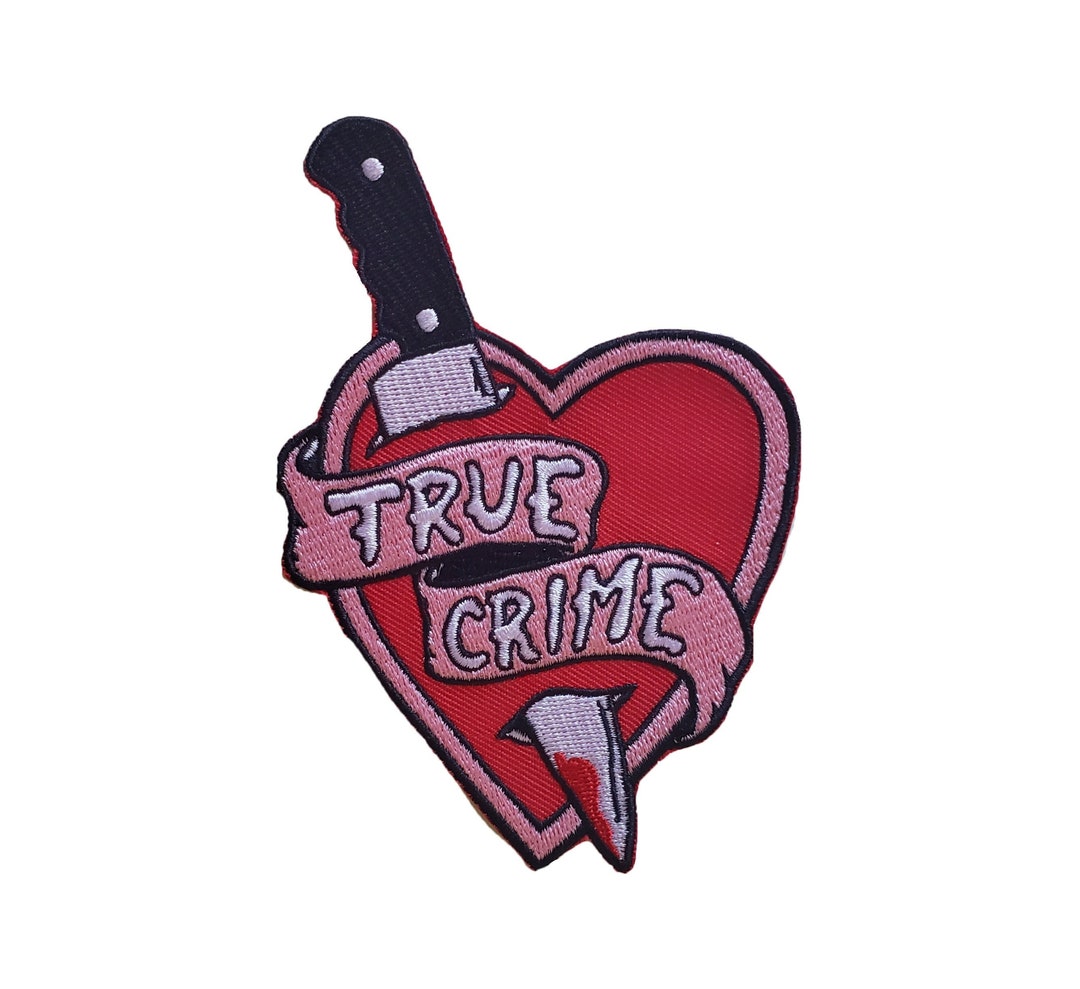 True Crime Embroidered Iron-on Patch (pink OR Gray Banner) - Etsy
