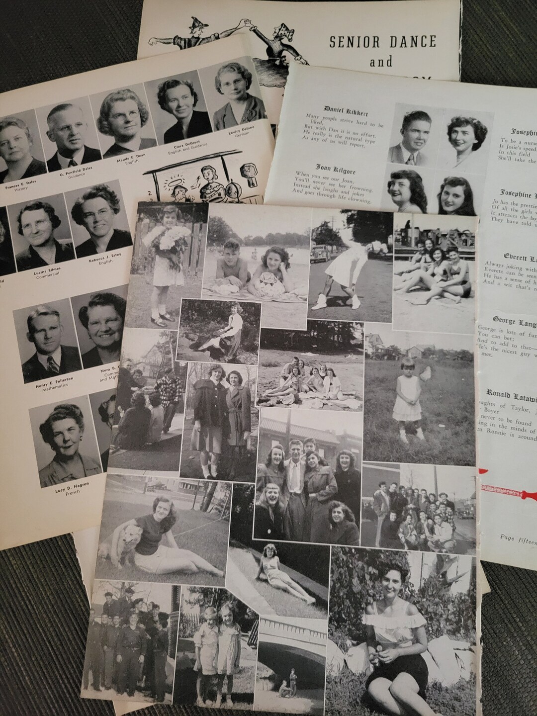5 Old Vintage High School Yearbook Pages Including Years 1948, 1949 ...