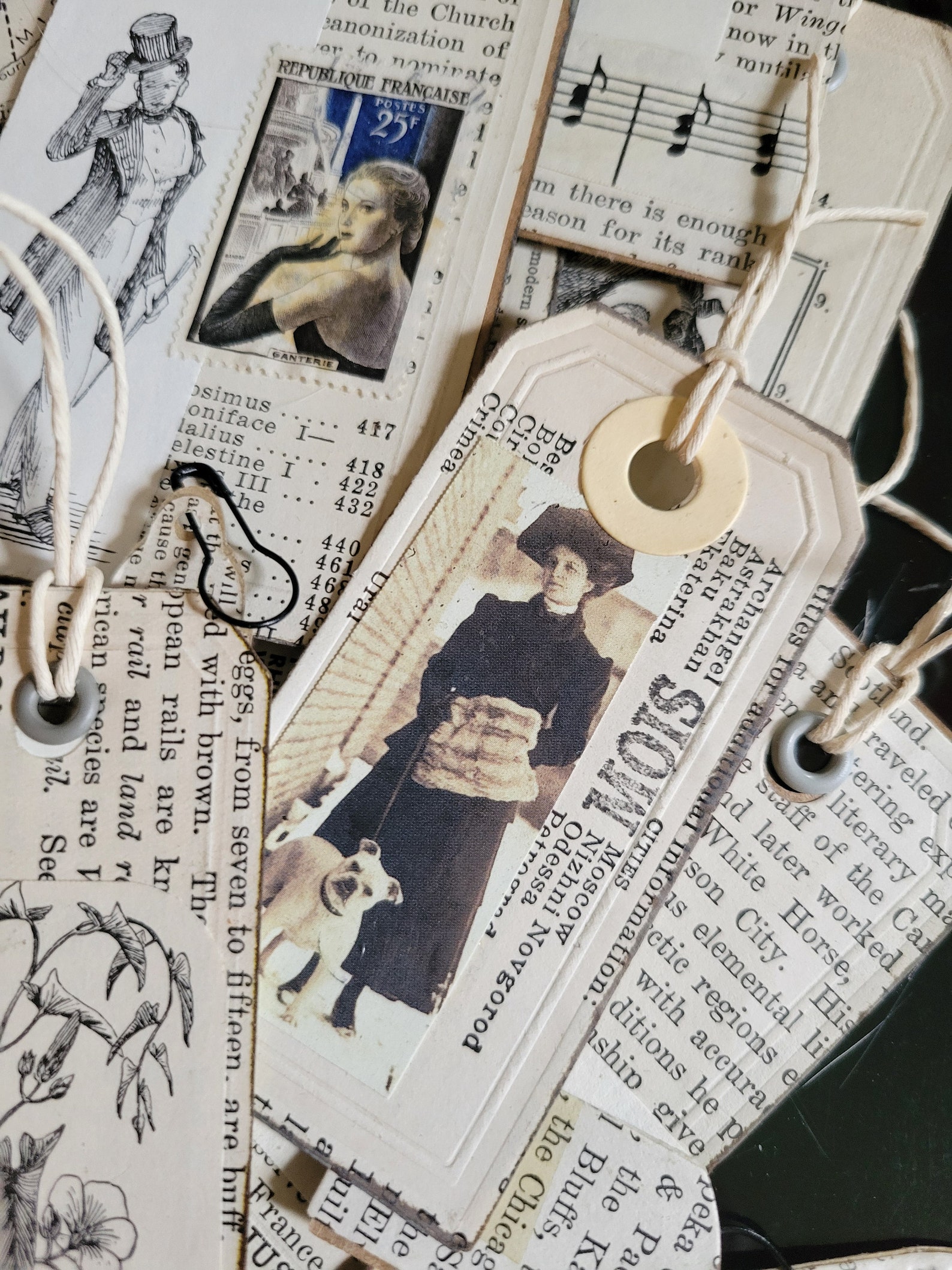 25 Vintage Neutral Handmade Grungy Tags Junk Journal Printed Ephemera ...