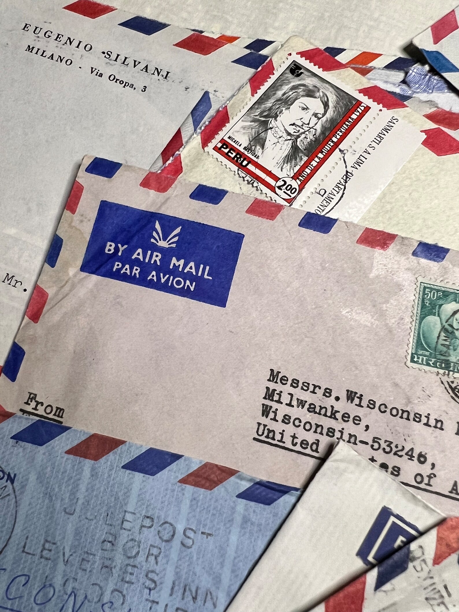 5 Vintage Old Used Air Mail Covers Envelopes Junk Journal Printed ...