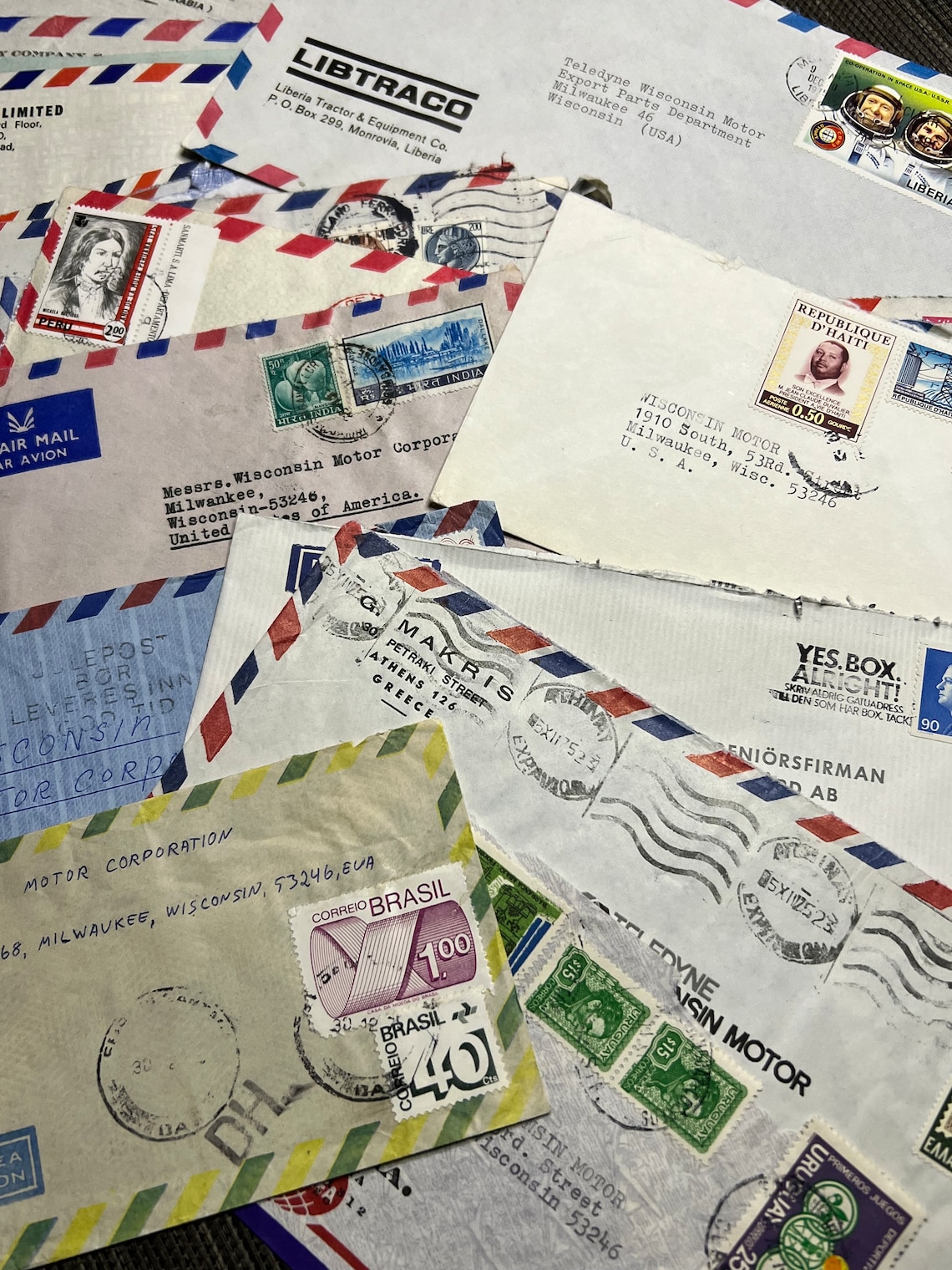 5 Vintage Old Used Air Mail Covers Envelopes Junk Journal Printed ...