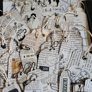 25 Vintage Neutral Handmade Grungy Tags Junk Journal Printed Ephemera ...