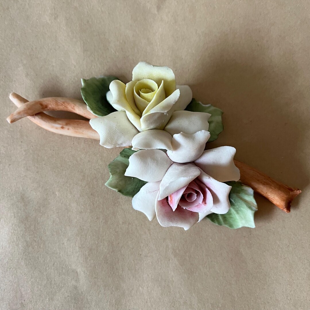 Capodimonte Porcelain Double Rose Figure. Made in Italy. - Etsy