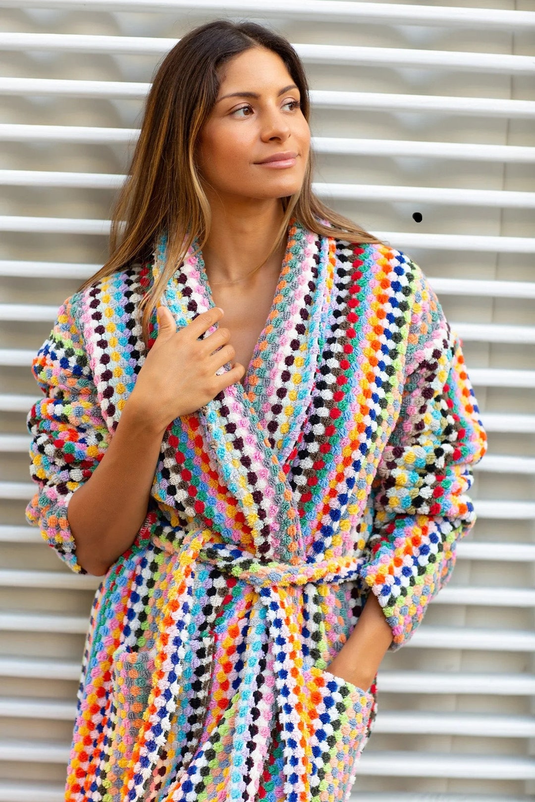 RAINBOW POMPOM ROBES - Etsy