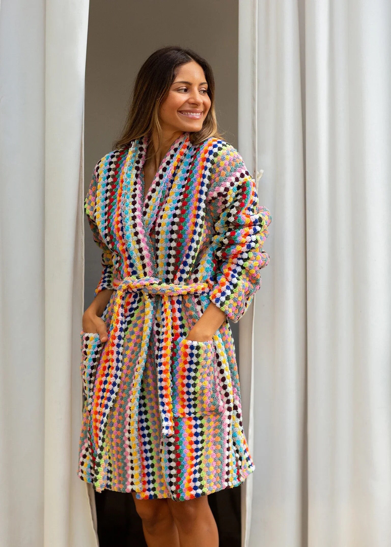 RAINBOW POMPOM ROBES - Etsy