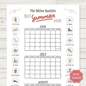 Printable Summer Countdown Poster, Summer Calendar Poster, Kids Summer ...
