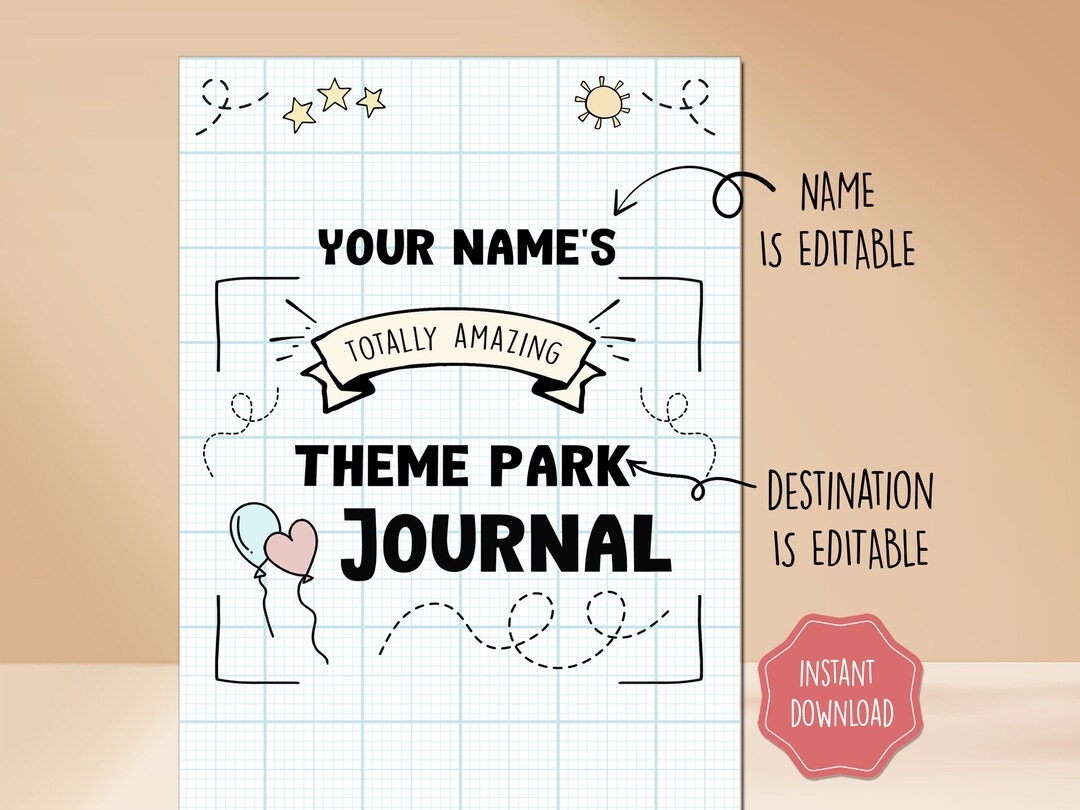 Printable Theme Park Journal, Kids Theme Park Journal, WDW Journal ...