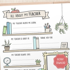 Teacher Appreciation Printable, Teacher Gift, Teacher Thank You Gift ...