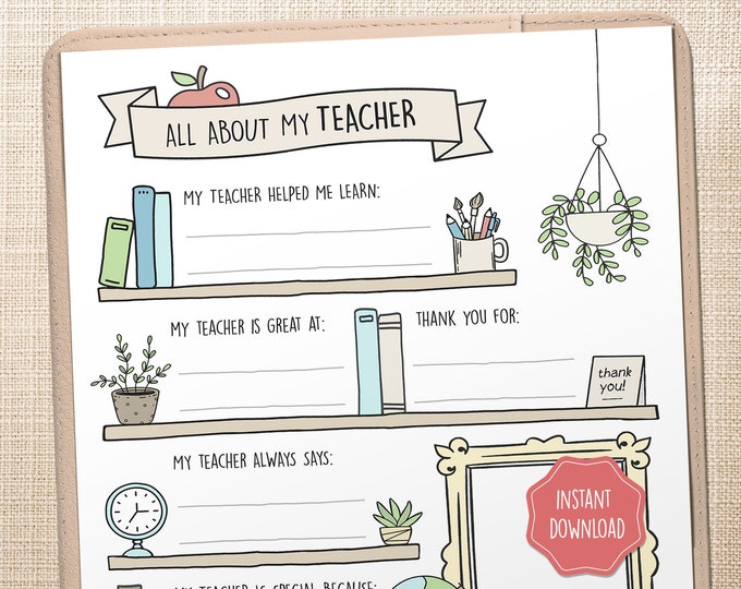 Teacher Appreciation Printable, Teacher Gift, Teacher Thank You Gift ...