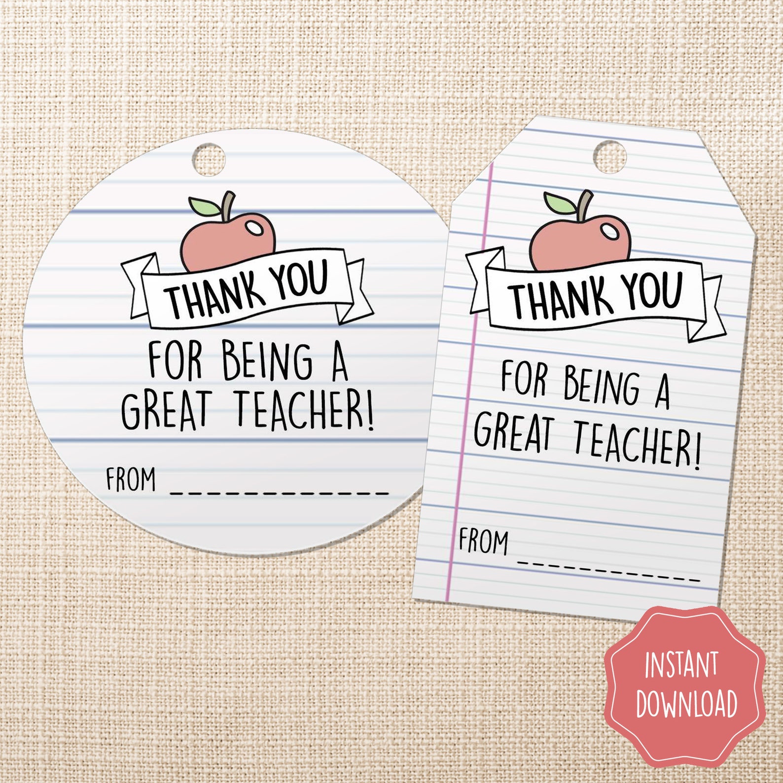 Printable Teacher Gift Tag, Teacher Appreciation Tag, Teacher Thank You ...