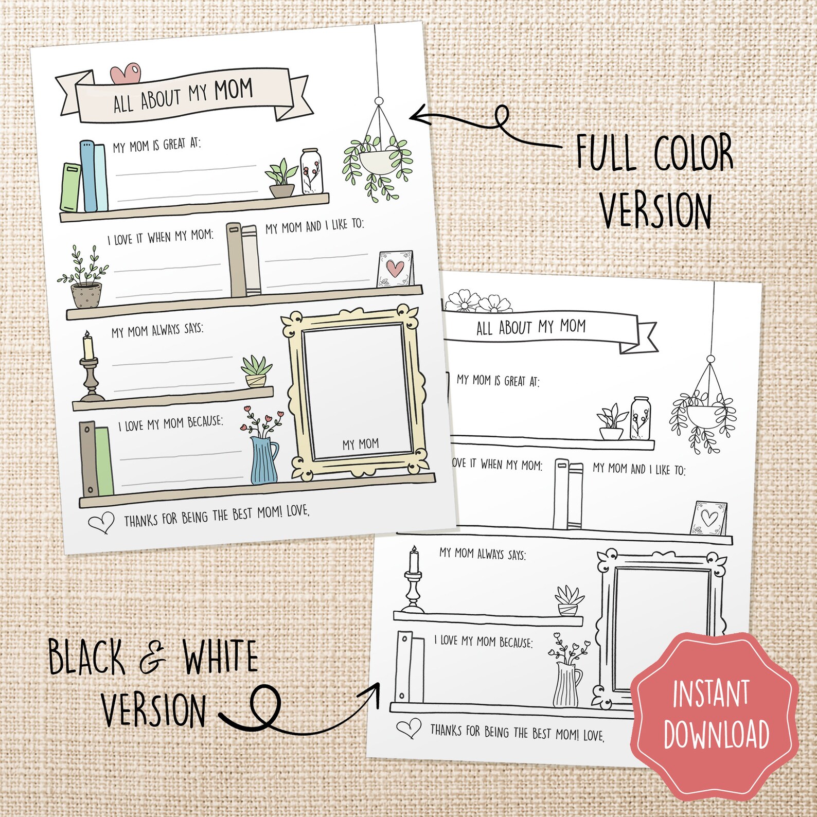 All About My Mom, Mother’s Day Printable, Mothers Day Printable ...