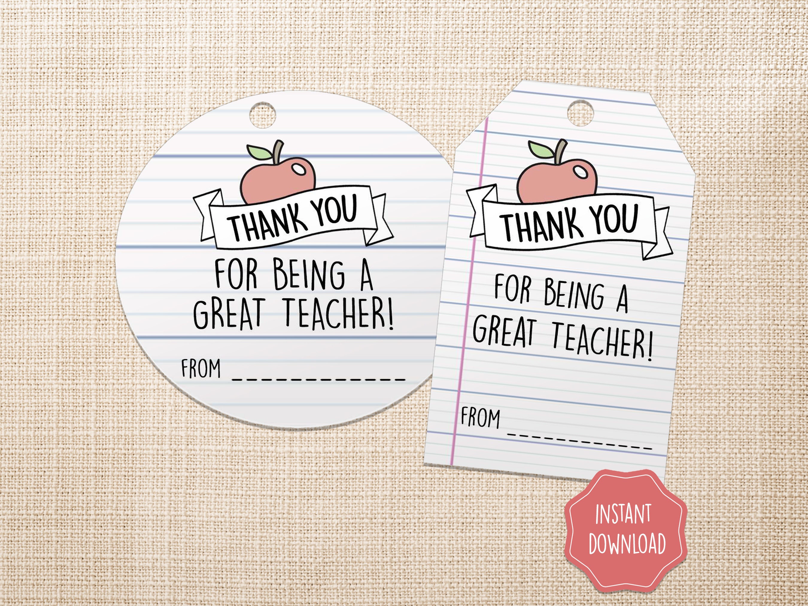 Printable Teacher Gift Tag, Teacher Appreciation Tag, Teacher Thank You ...