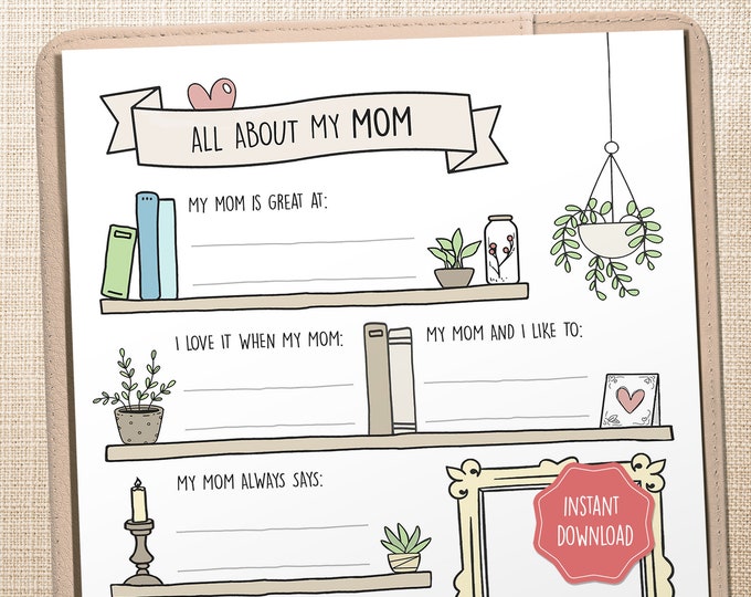 All About My Mom Mother's Day Printable, Mother's Day Craft ...