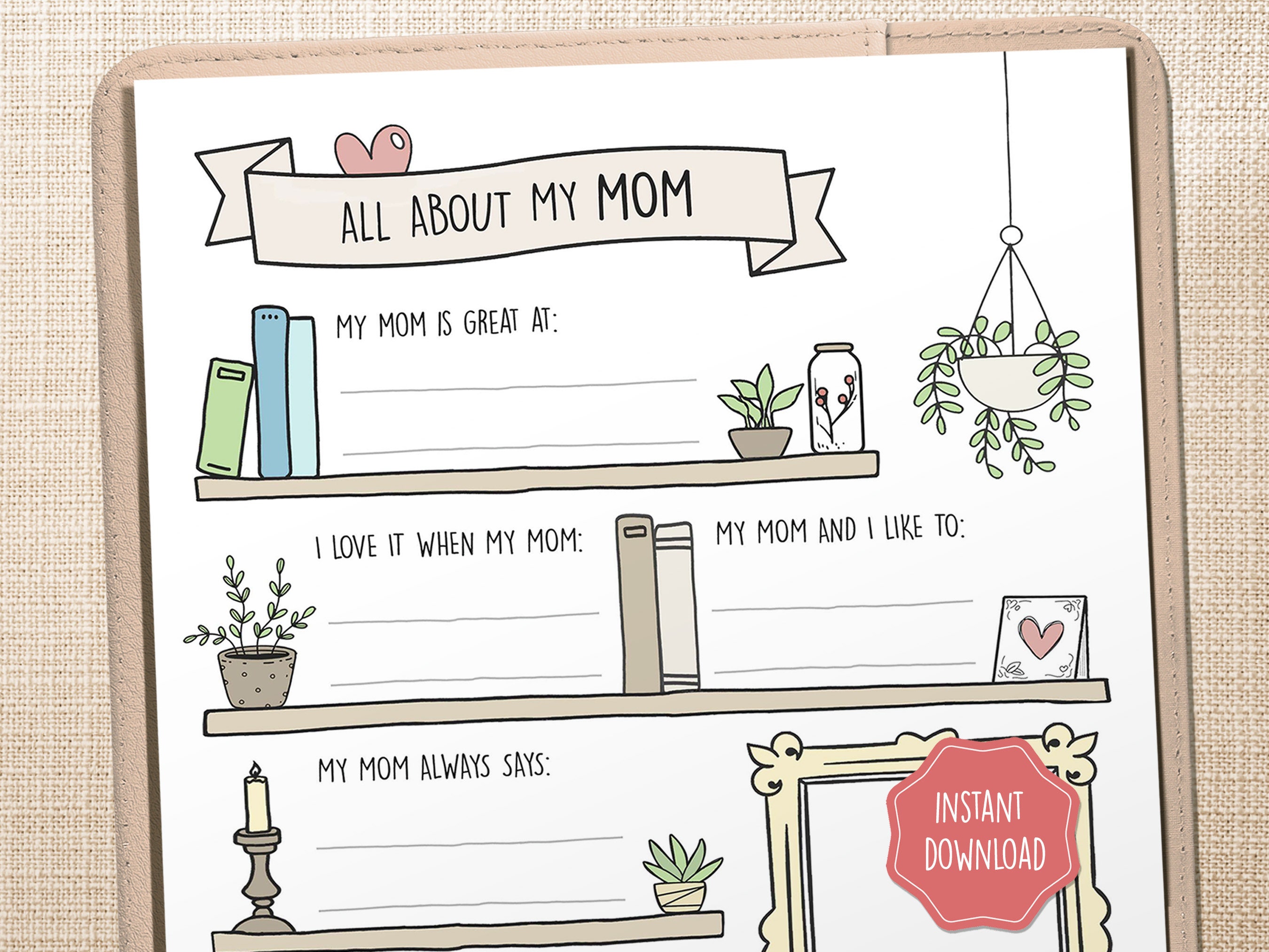 All About My Mom, Mother’s Day Printable, Mothers Day Printable ...