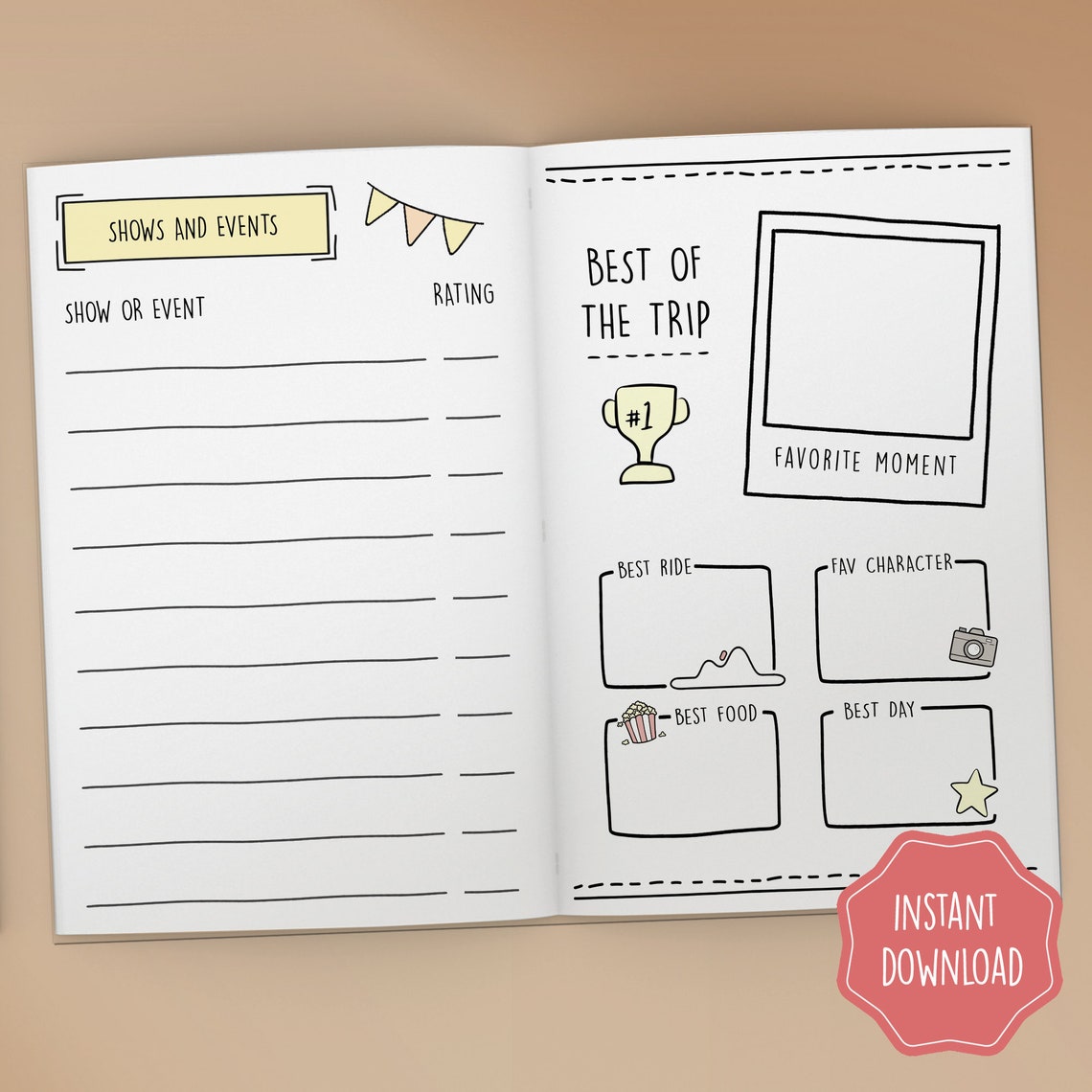 Printable Theme Park Journal, Kids Theme Park Journal, WDW Journal ...