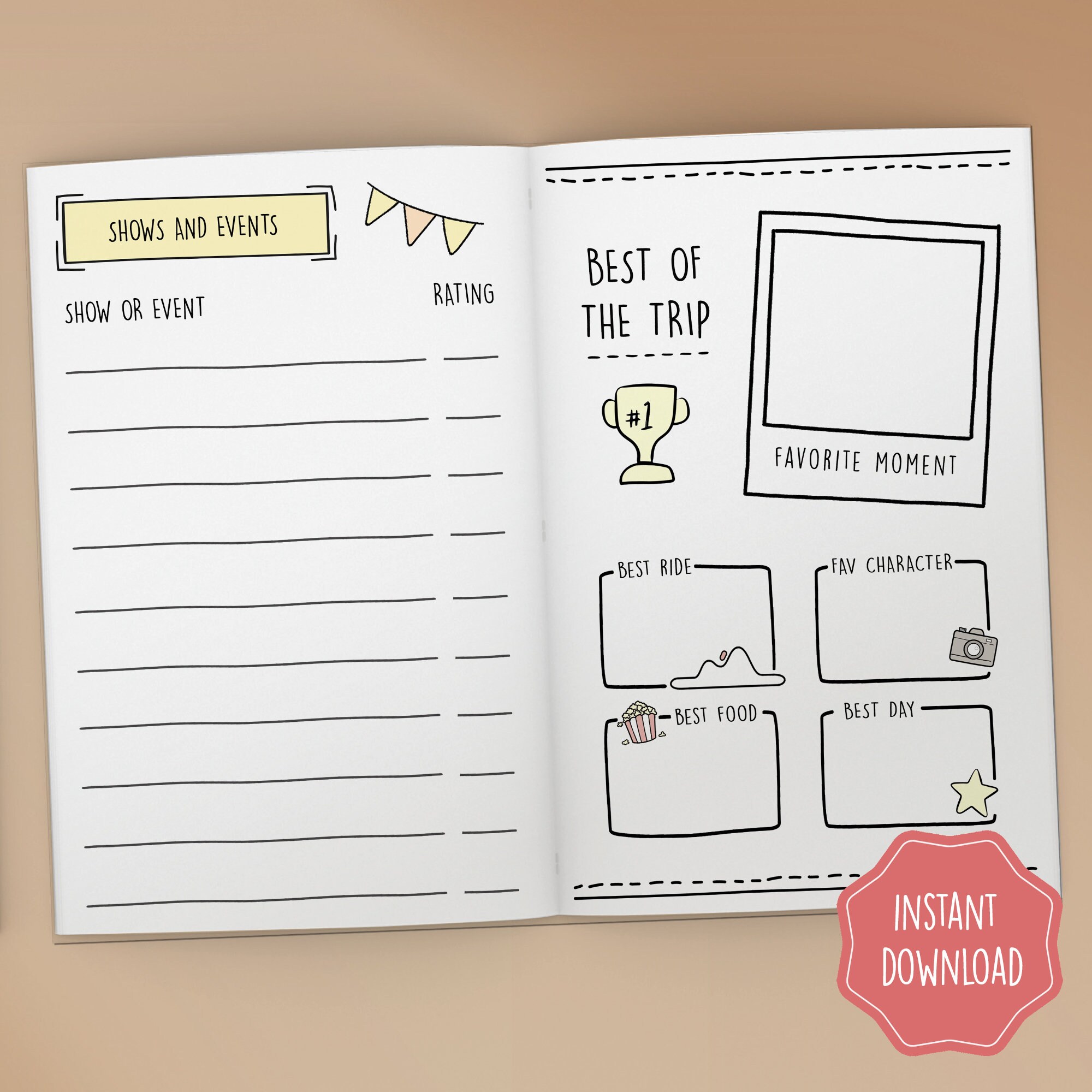 Printable Theme Park Journal, Kids Theme Park Journal, WDW Journal ...