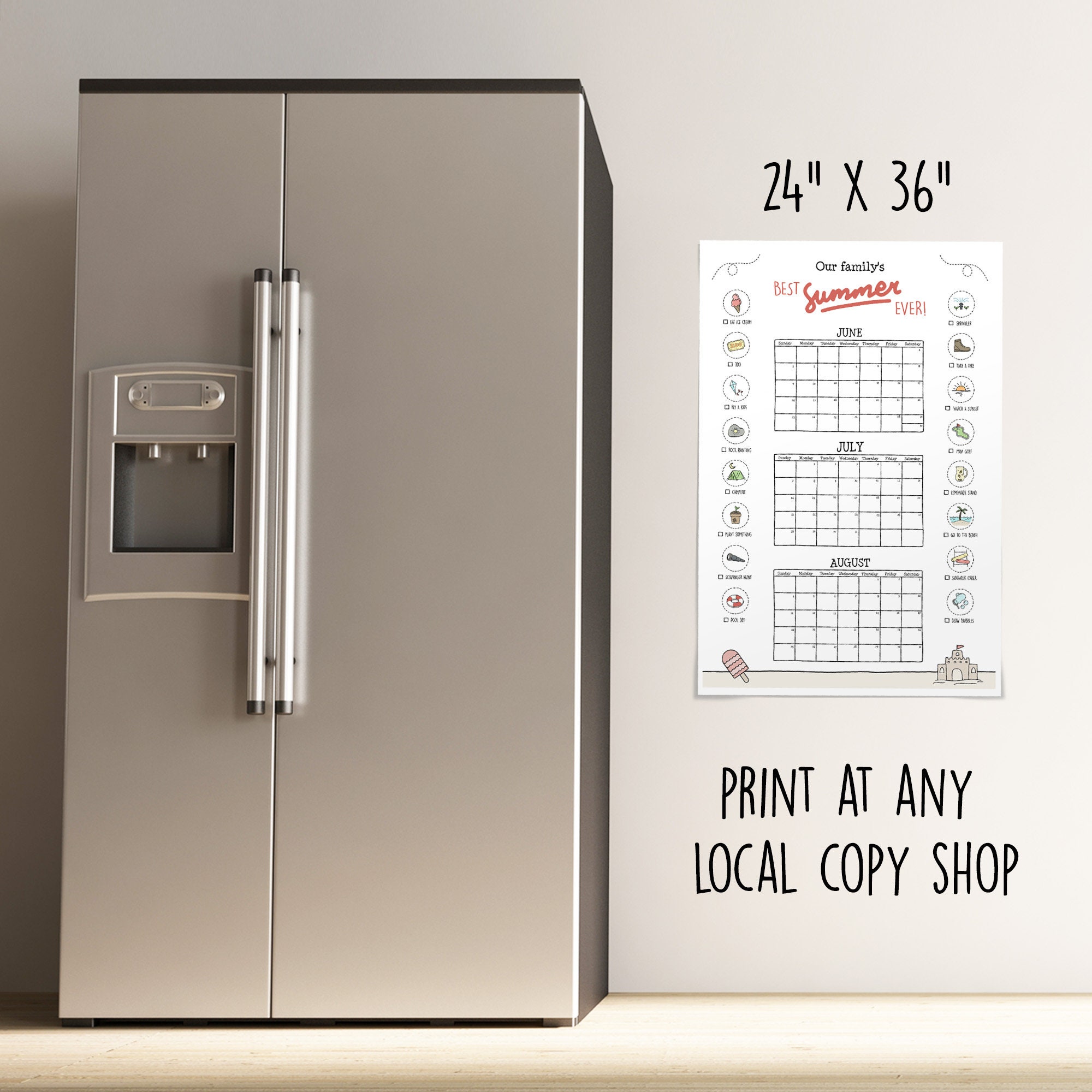 Printable Summer Countdown Poster, Summer Calendar Poster, Kids Summer ...