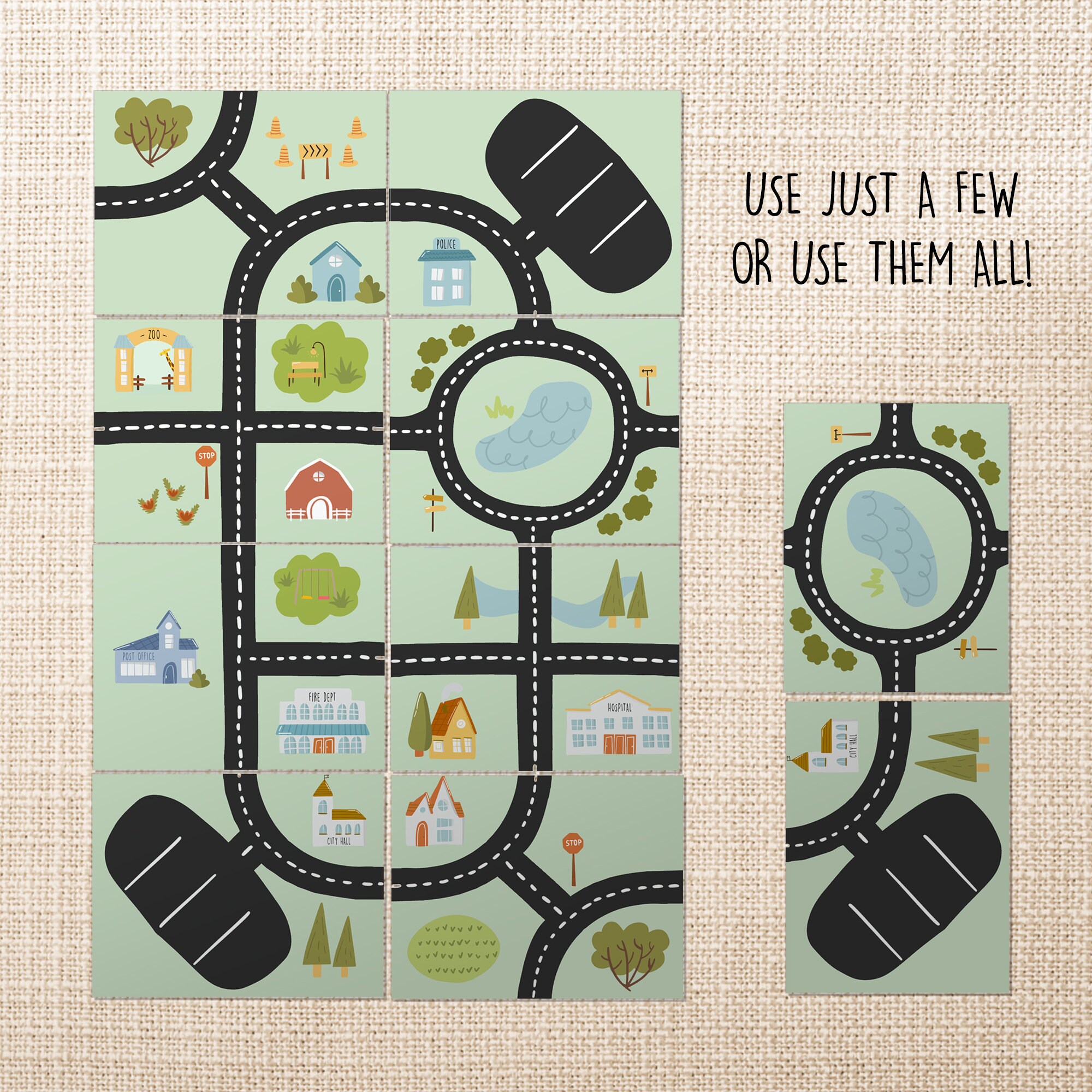 Car Play Mat Printable, Printable Road Map, Printable Road Play Mat ...
