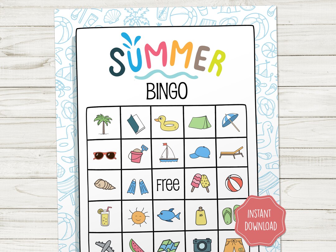 Summer Bingo, 30 Summer Bingo Cards, Summer Activity, Summer Game, Kid ...