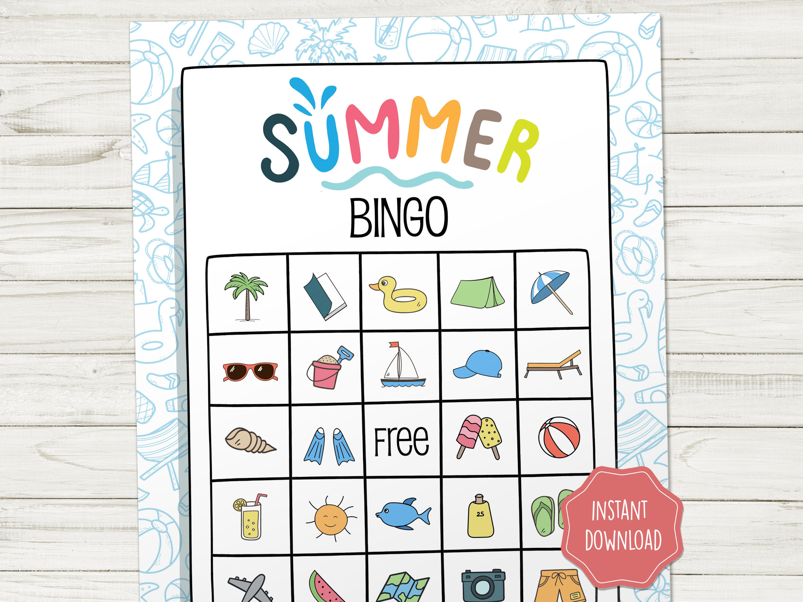 Summer Bingo, 30 Summer Bingo Cards, Summer Activity, Summer Game, Kid ...