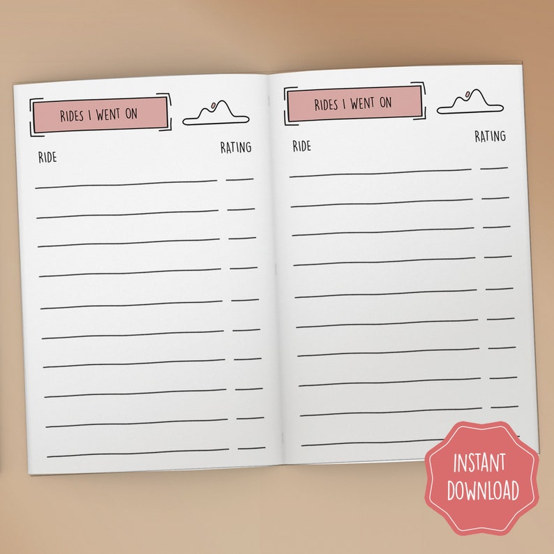 Printable Theme Park Journal, Kids Theme Park Journal, WDW Journal ...