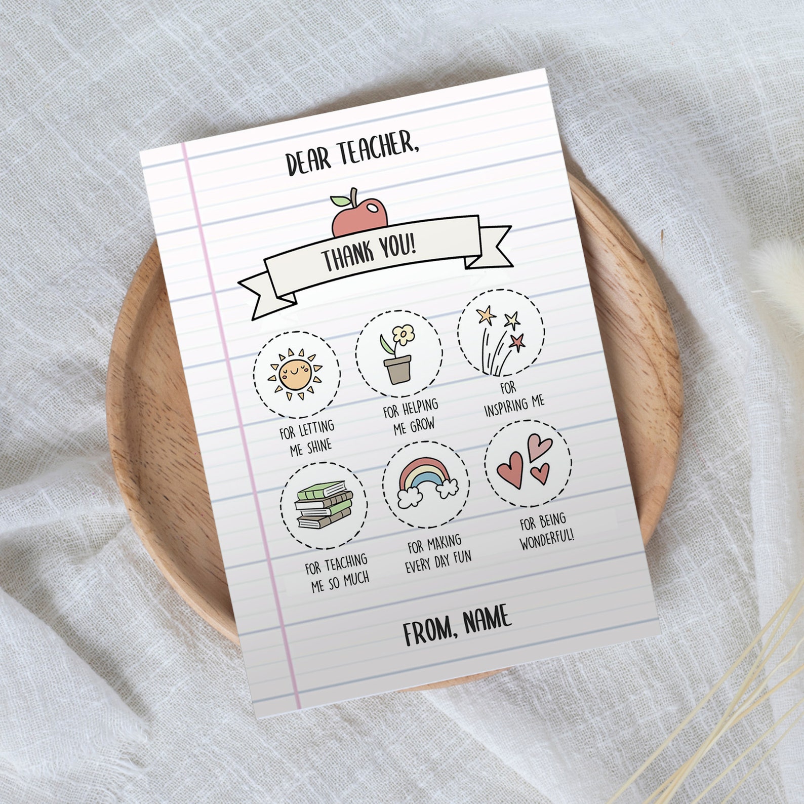 Printable Teacher Card, Teacher Appreciation Card, Editable Teacher ...