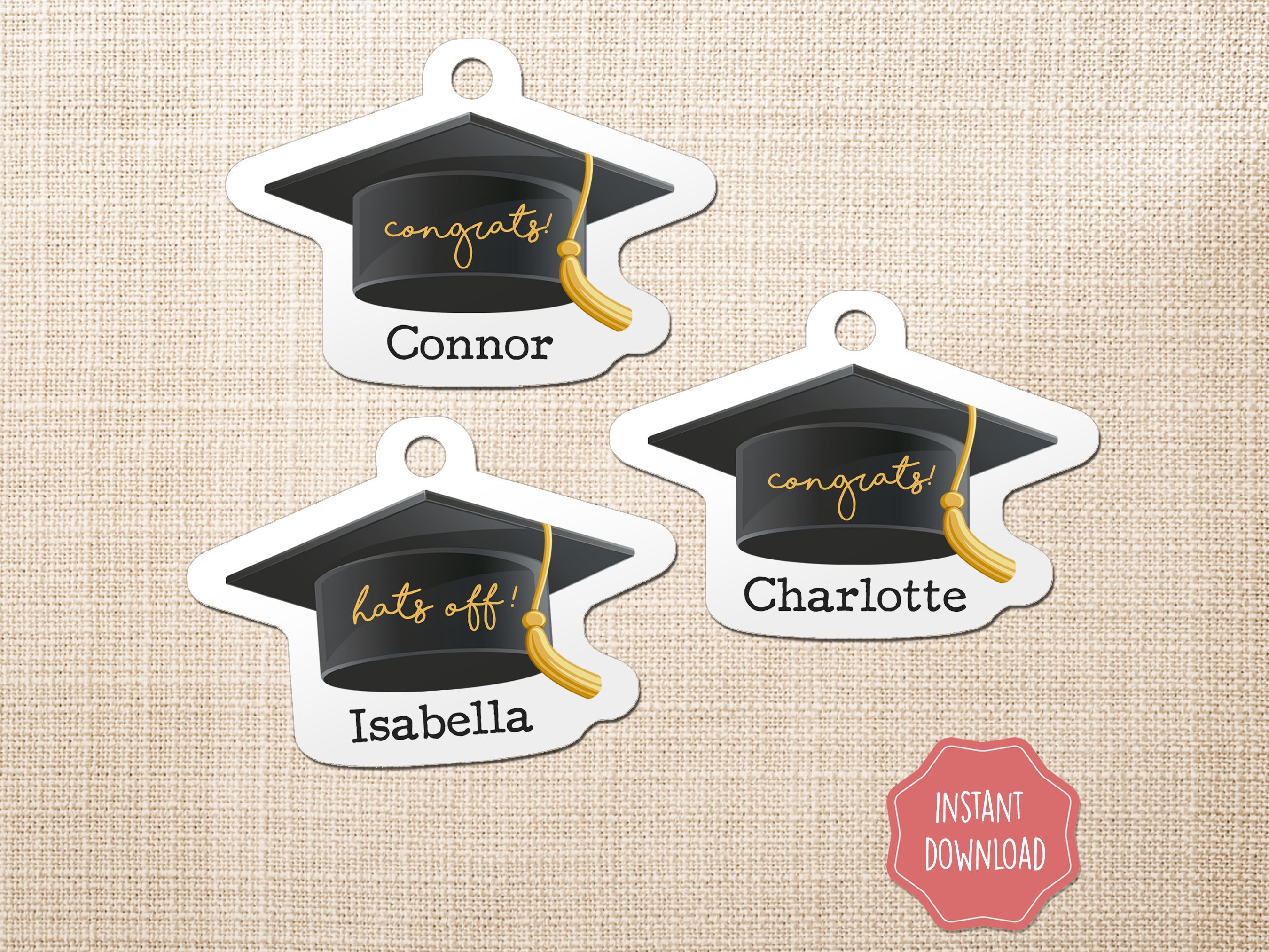 Printable Graduation Gift Tag, Graduation Tag, Editable Graduation Cap ...