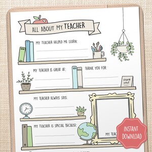 Teacher Appreciation Printable, Teacher Gift, Teacher Thank You Gift ...