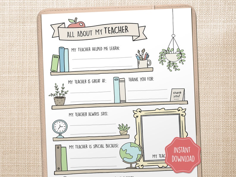 Teacher Appreciation Printable, Teacher Gift, Teacher Thank You Gift ...