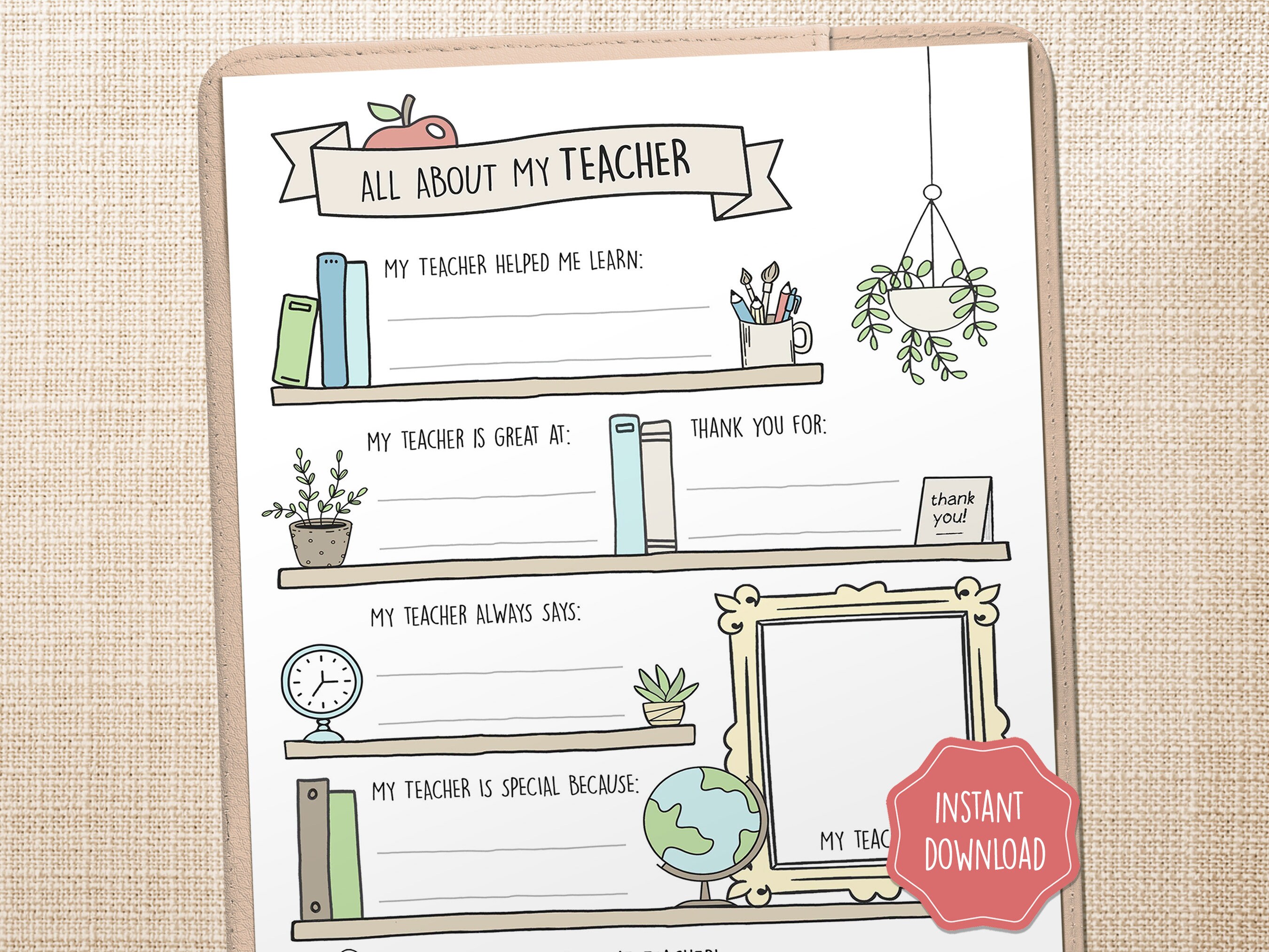 Teacher Appreciation Printable, Teacher Gift, Teacher Thank You Gift ...
