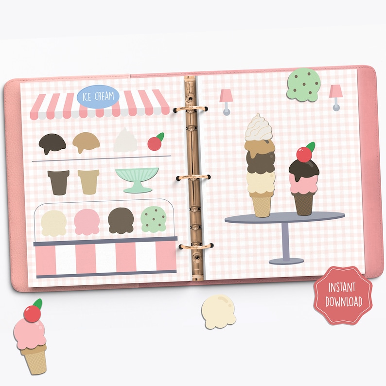 Ice Cream Busy Book Printable, Ice Cream Activity, Ice Cream Quiet Book ...