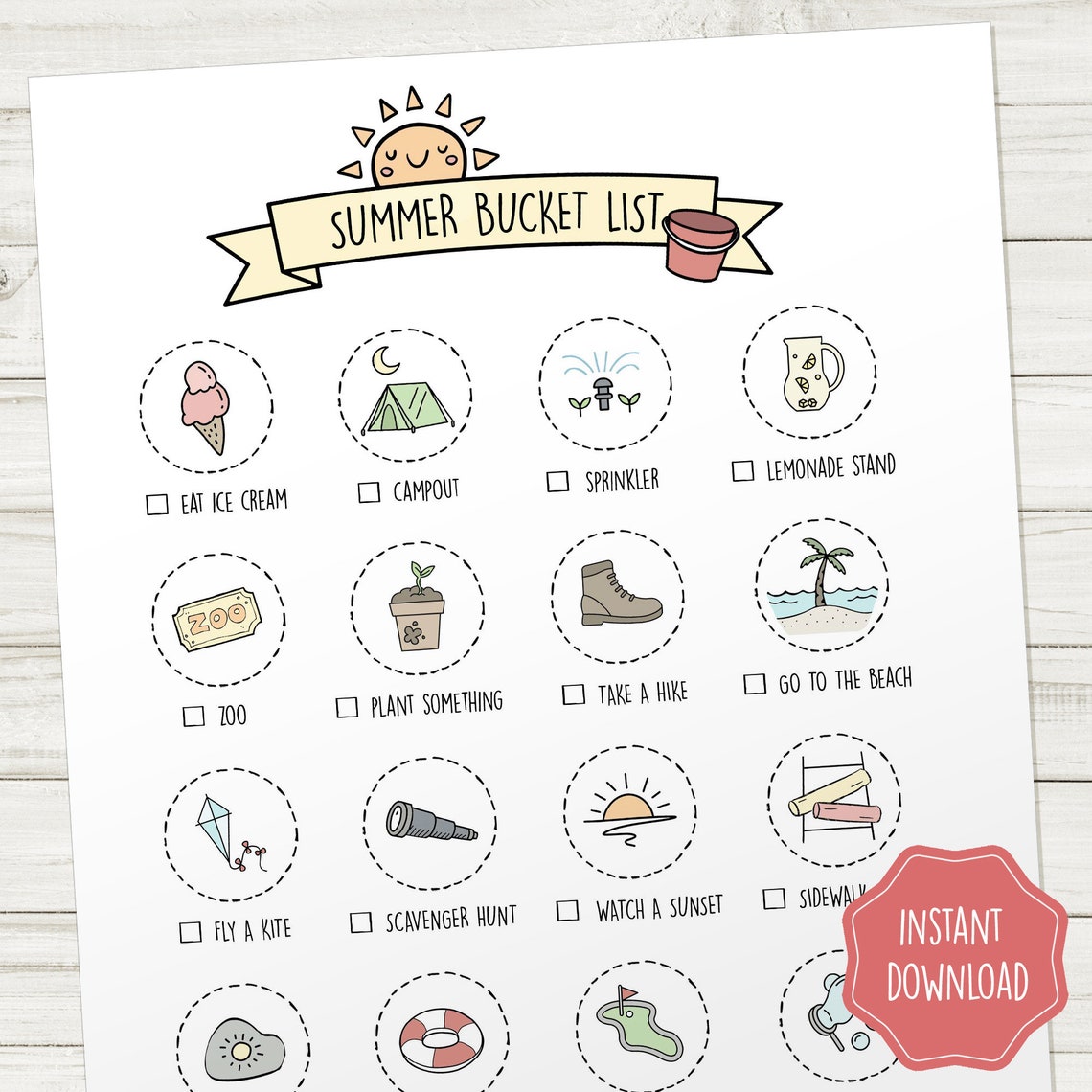 Summer Checklist Printable, Kids Summer Activities, Summer Bucket List ...