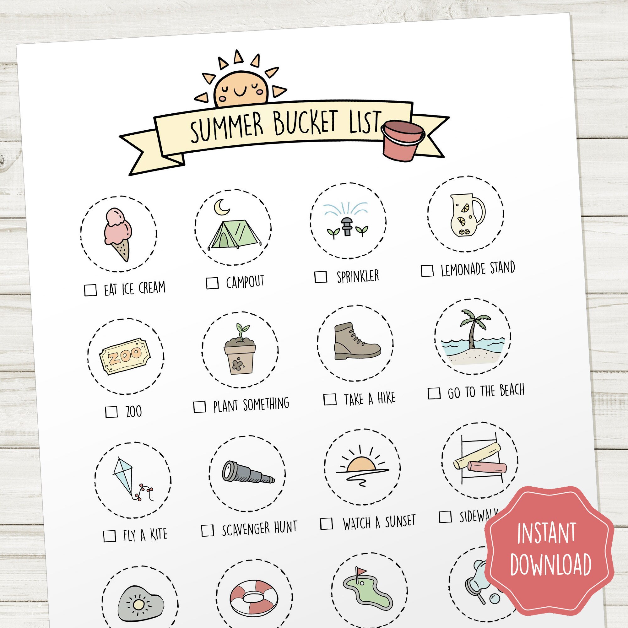 Summer Checklist Printable, Kids Summer Activities, Summer Bucket List ...