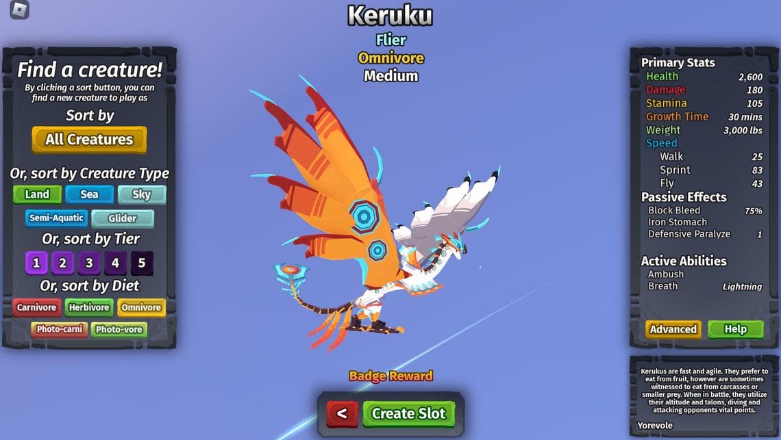 Keruku Species Creatures of Sonaria Roblox - Etsy