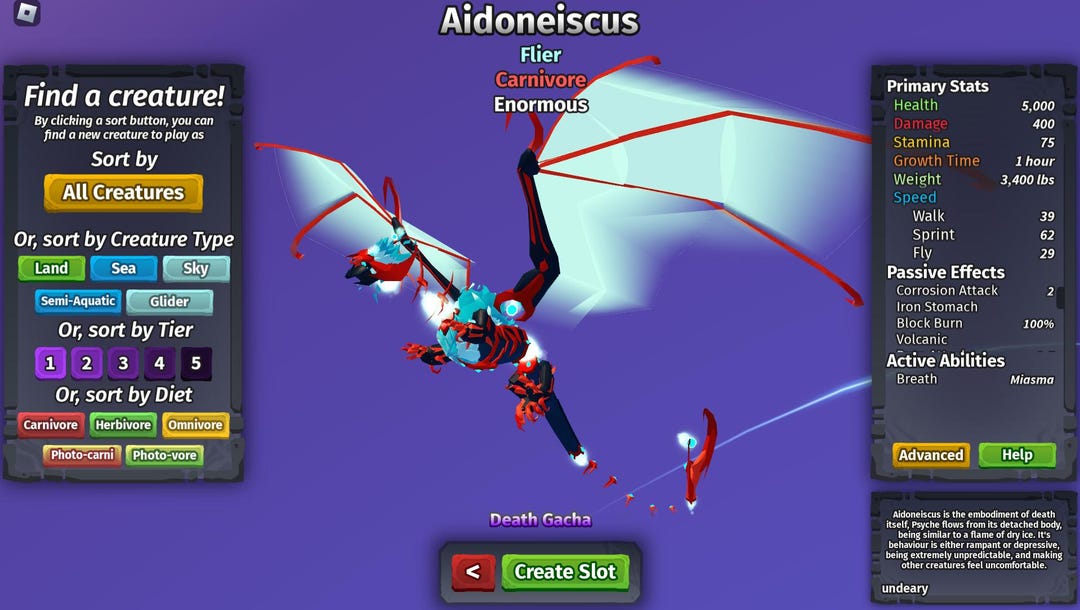 Aidoneiscus Species Creatures of Sonaria Roblox - Etsy