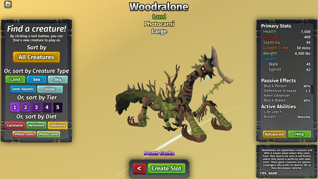 Woodralone Species Creatures of Sonaria Roblox - Etsy