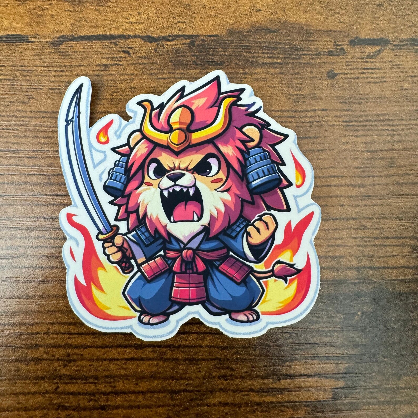 Samurai Lion Sticker, Samurai Warrior Sticker, Lion Stickers, Vinyl ...