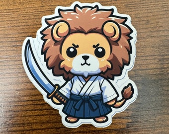 Samurai Lion Sticker, Samurai Warrior Sticker, Lion Stickers, Vinyl ...