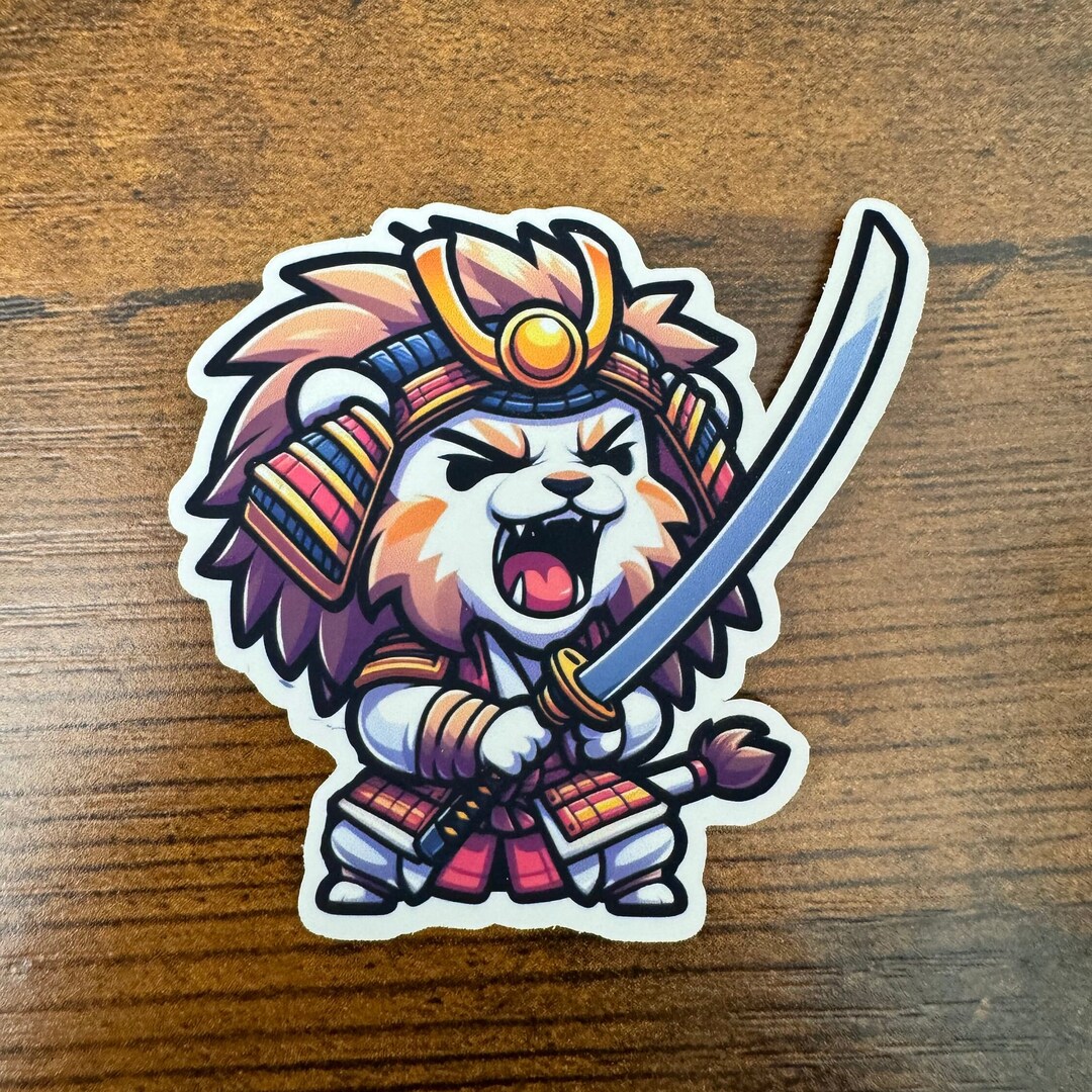 Samurai Lion Sticker, Samurai Warrior Sticker, Lion Stickers, Vinyl ...