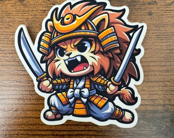 Samurai Lion Sticker, Samurai Warrior Sticker, Lion Stickers, Vinyl ...