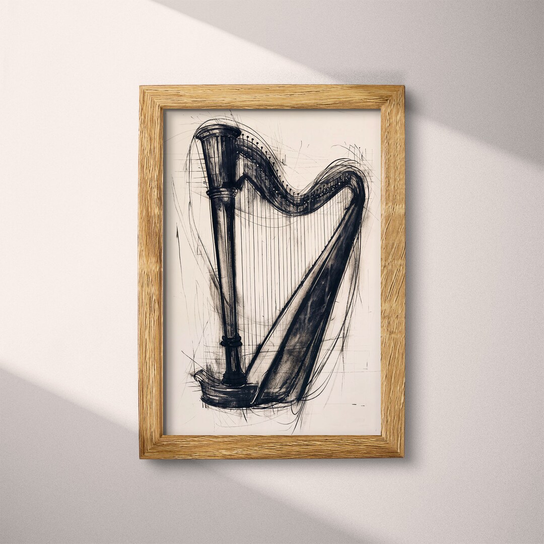 Harp PRINTABLE Download Musical Instruments Decor Music Print White ...
