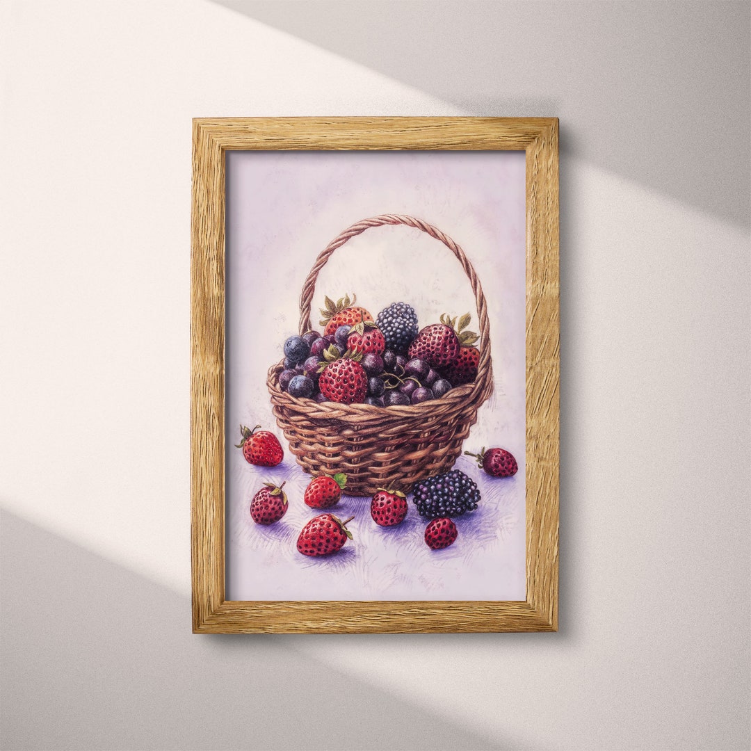 Basket Berries PRINTABLE Download Still Life Decor Food and Drink Print ...