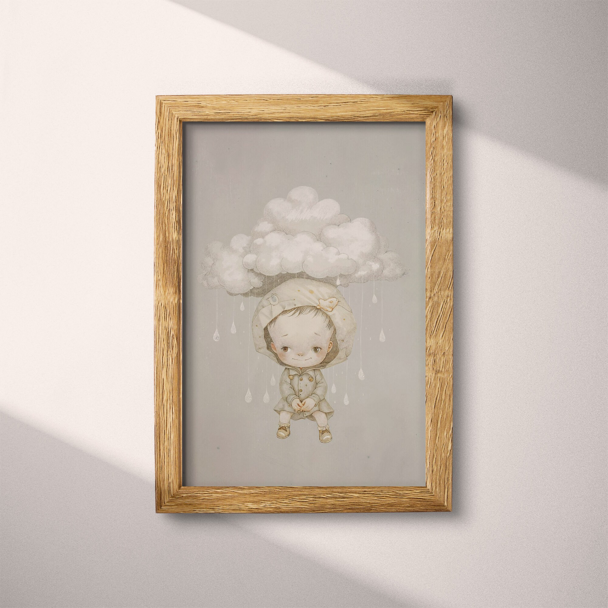 Clouds PRINTABLE Download Weather Decor Gray and Brown Print Chibi Wall ...