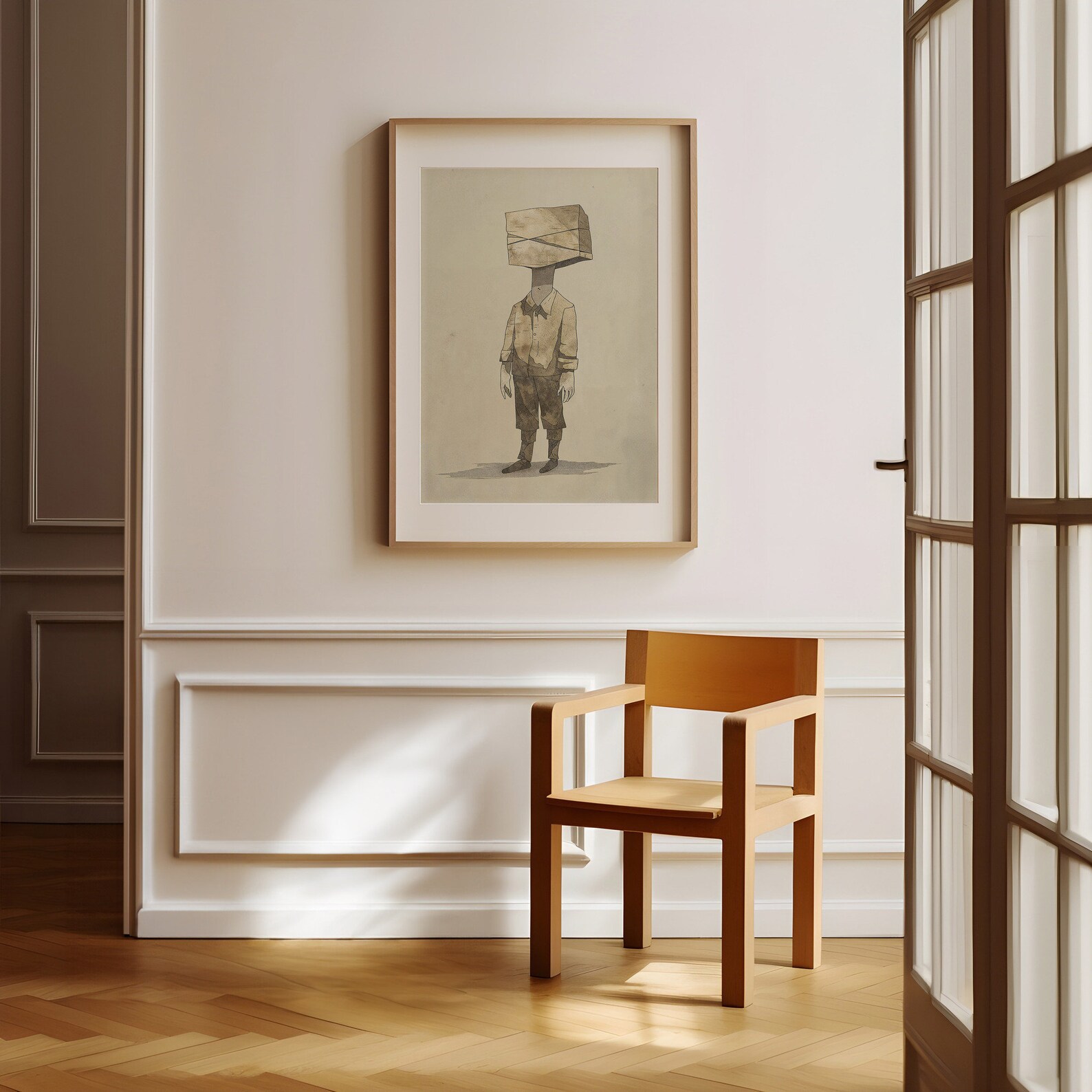 Blindfolded Man PRINTABLE Art Portrait Wall Art Portrait Print Beige ...