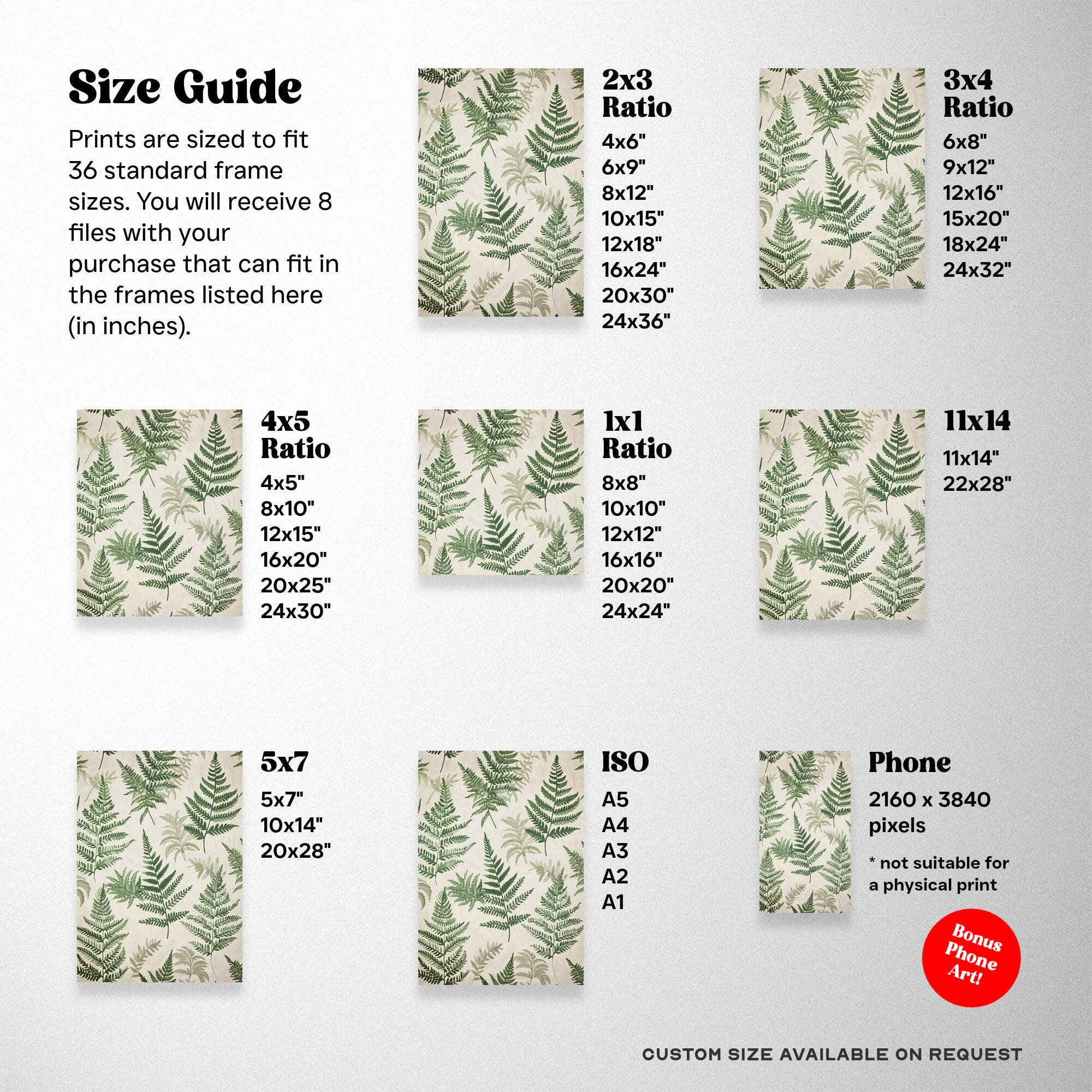 Fern Pattern PRINTABLE Download Botanical Decor Botanical Print White ...