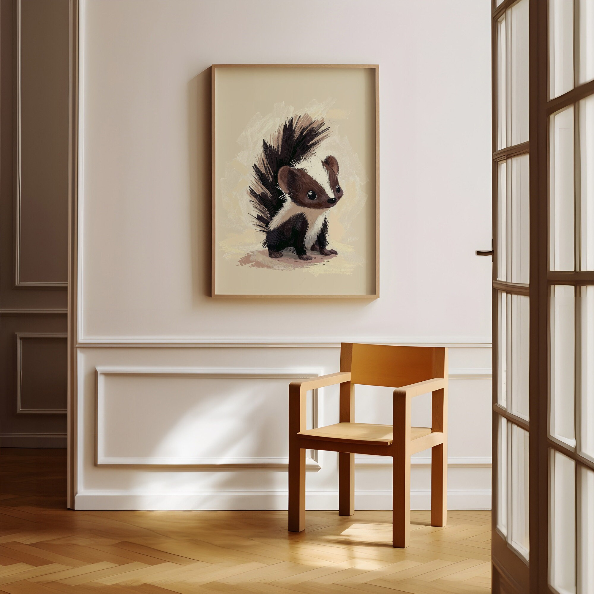Skunk PRINTABLE Art Wildlife Wall Art Animals Print White, Black and ...