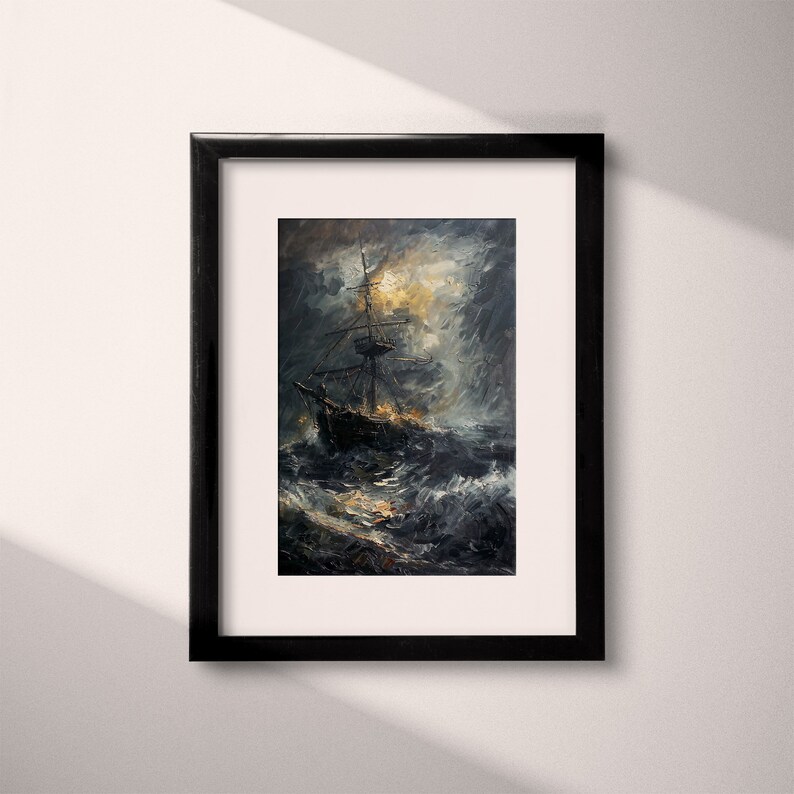 Ship PRINTABLE Art Maritime Wall Art Nautical Print Black, Gray, White ...