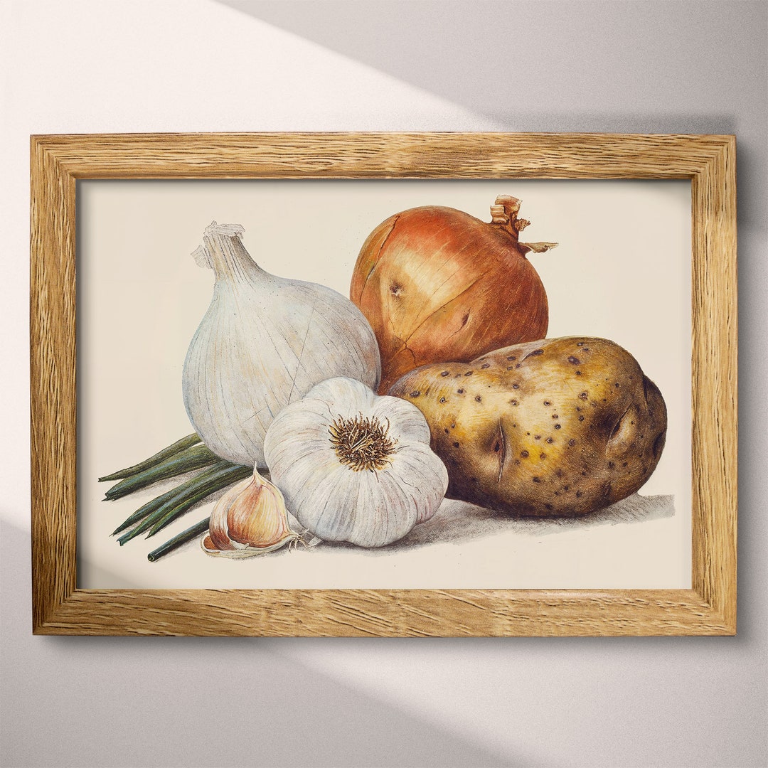 Garlic PRINTABLE Download Still Life Decor Food and Drink Print Beige ...