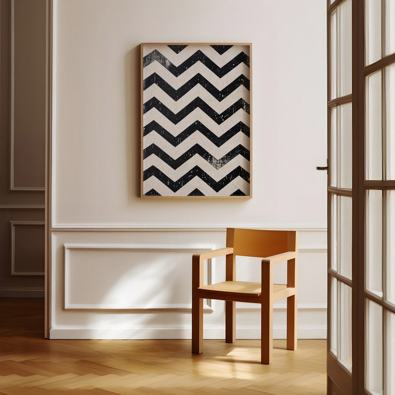 Zig Zag PRINTABLE Download Geometric Decor Abstract Print White, Black ...