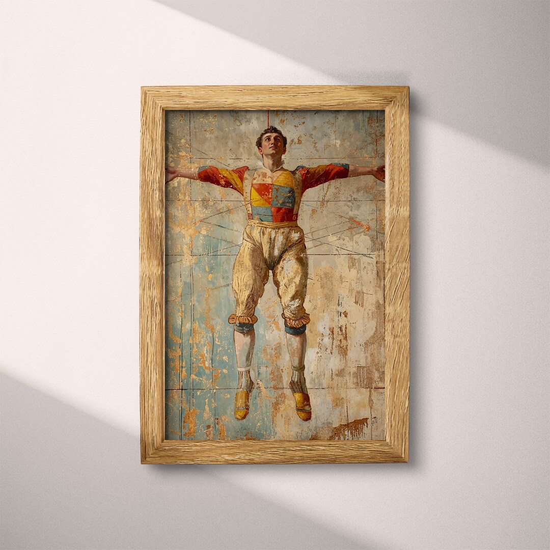 Acrobat PRINTABLE Art Circus Wall Art Portrait Print Brown and Beige ...